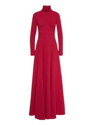 EMILIA WICKSTEAD Oakley Pleated Crepe Maxi Dress - Red
