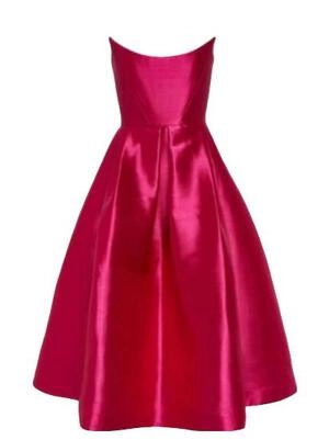 Alex Perry Strapless Midi Dress With Pleats - Red