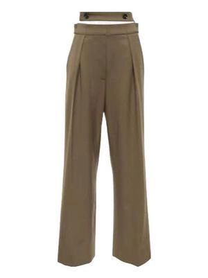 Proenza Schouler Cutout High-rise Wool-blend Pants - Green