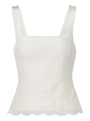 Posse Embroidered Tulle Top - White