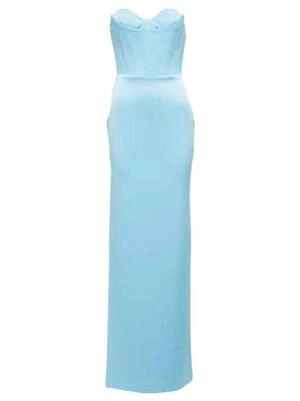 Alex Perry Honore Satin Maxi Dress With Draped Bustier - Blue