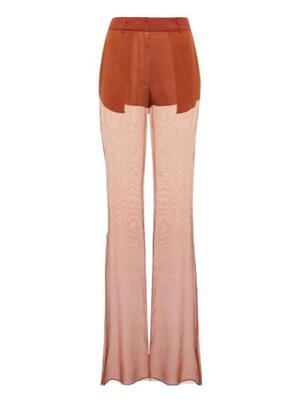 NENSI DOJAKA Mid-rise Wide-leg Silk Pants - Nude