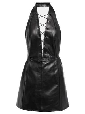 PETAR PETROV Atkins Leather Halterneck Mini Dress - Black