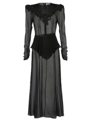 Alessandra Rich Silk Georgette Midi Dress - Black