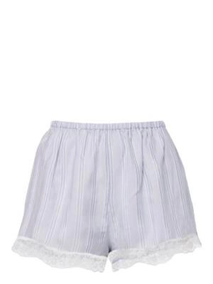 FRAME Stripe Lace Silk Shorts - White
