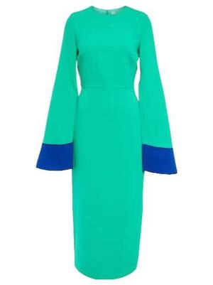 ROKSANDA Wool Midi Dress With Bell Sleeves - Green