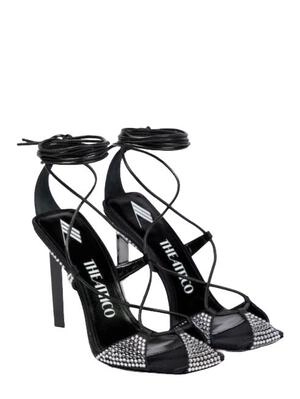 Attico Adele Embellished Lace-up Sandals - Black