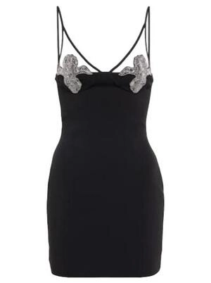 David Koma Embellished Mesh Panel Mini Dress - Black