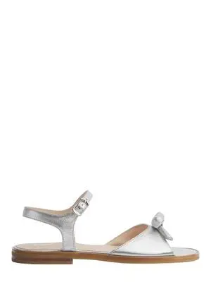 Dior Round Toe Bow Detail Sandals - Silver