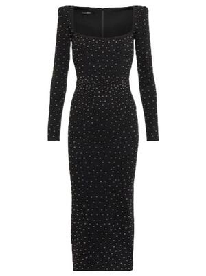 Alex Perry Tiernan Embellished Crêpe Midi Dress - Black