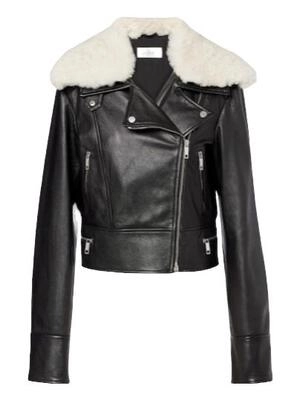 Sportmax Shearling-trimmed Leather Jacket - Black