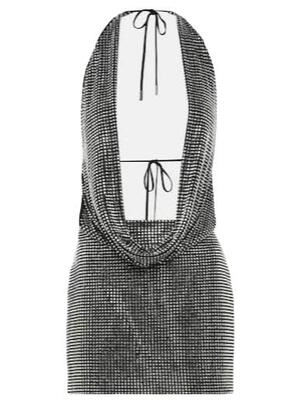David Koma Cowl Neck Embellished Mini Dress - Gray