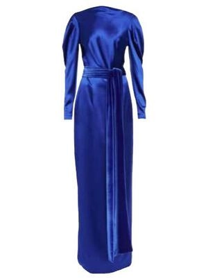 Monique Lhuillier Silk Satin Gown - Blue