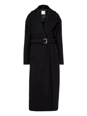 Sportmax Wool Wrap Coat With Belt - Black