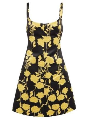 EMILIA WICKSTEAD Talia Floral Taffeta Faille Mini Dress - Black