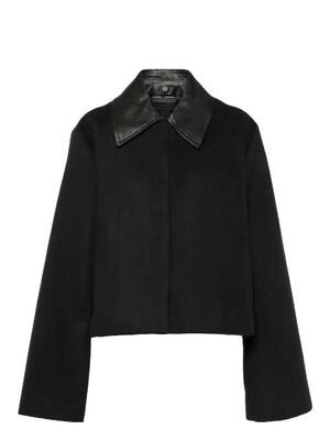 Proenza Schouler Cropped Wool-blend Jacket With Leather Collar - Black