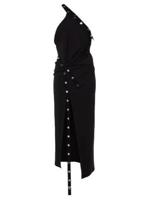Attico Embellished One-shoulder Midi Dress - Black