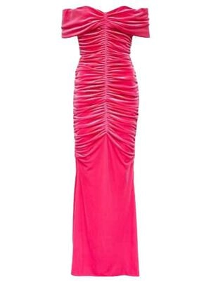 Monique Lhuillier Off-shoulder Velvet Gown - Pink