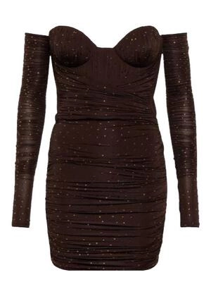 ALEX PERRY Alex Perry Embellished Strapless Ruched Jersey Minidress