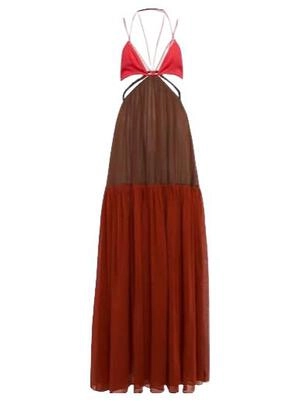 NENSI DOJAKA Cutout Halterneck Maxi Dress - Red