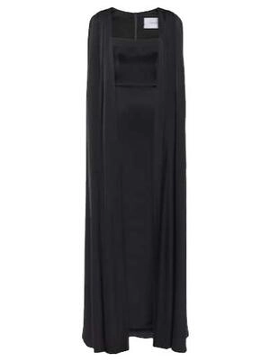 Alex Perry Satin Gown With Cape Effect - Black