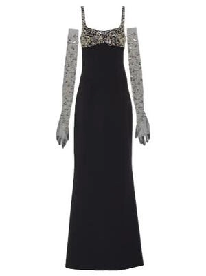 SAFIYAA LONDON Beatriz Embellished Gown With Astin Gloves - Black