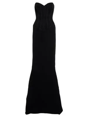 Maticevski Strapless Bustier Crepe Gown - Black