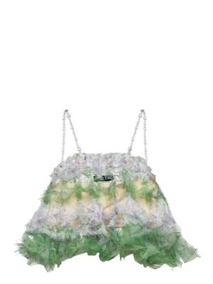 SUSAN FANG Embellished Tulle Crop Top - Green