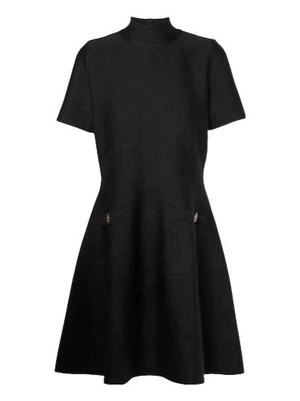 Oscar De La Renta Wool-blend Minidress With High Neck - Black