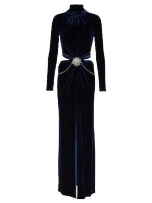 Rabanne Crystal-embellished Velvet Maxi Dress - Black