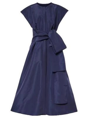 Carolina Herrera Bow-detail Silk Midi Dress - Blue