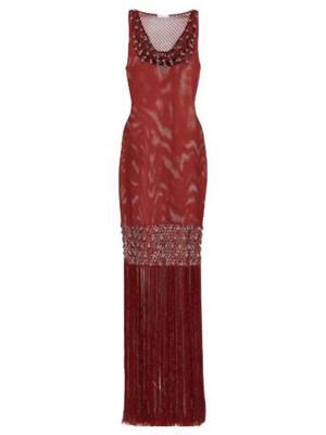Rabanne Embellished Crochet Midi Dress - Red