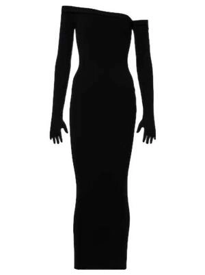 JEAN PAUL GAULTIER Off-the-shoulder Maxi Dress With Gloves - Black