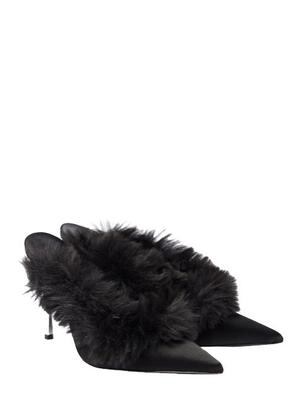 Magda Butrym Faux Shearling Leather Mules - Black