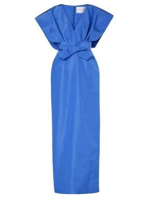 Carolina Herrera Silk Faille Gown With Bow Detail - Blue