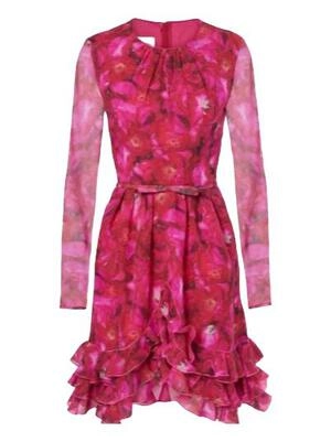 Giambattista Valli Rose Mania Silk Georgette Minidress - Red