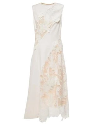 Oscar De La Renta Lace-trimmed Wool-blend Midi Dress - White