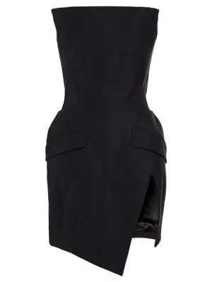 MUGLER One-shoulder Sleeveless Dress With Zippered Back And Slit Detail - Black