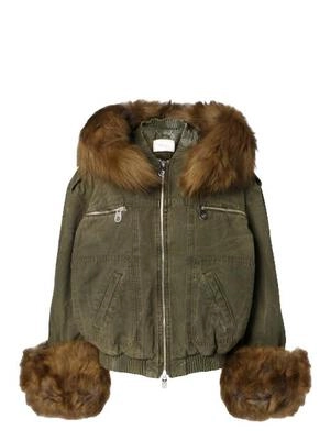 BLUMARINE Blumarine Cotton Canvas Bomber Jacket With Shearling Trim