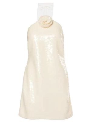 Magda Butrym Sequined Minidress With Floral Applique - White