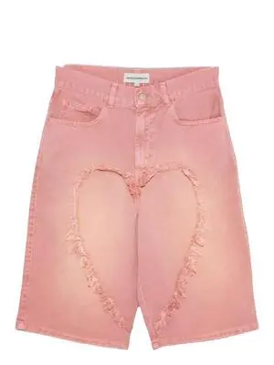 CARNE BOLLENTE Heart Motif Frayed Shorts - Pink