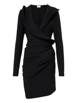 Magda Butrym Wool-blend Asymmetrical V-neck Minidress - Black