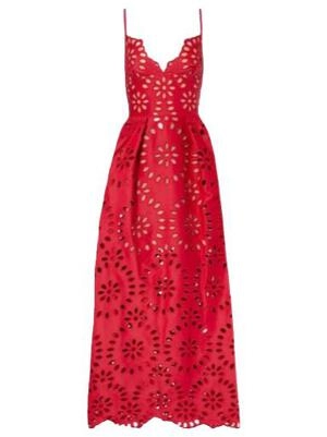 Elie Saab Embroidered Satin Gown - Red