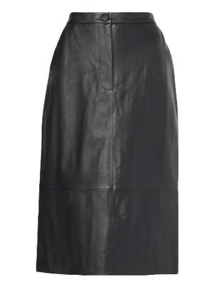 YVES SALOMON Leather Midi Skirt - Black