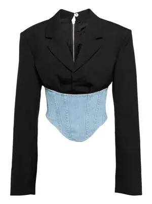 DION LEE Cowboy Cloth Patchwork Suit Jacket - Black