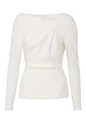 SAFIYAA LONDON Long Sleeve Cover-up With Zipper Closure And Pleated Details - White
