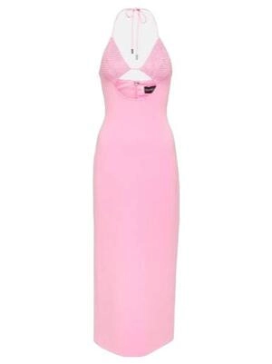 David Koma Crystal-embellished Cutout Midi Dress - Pink