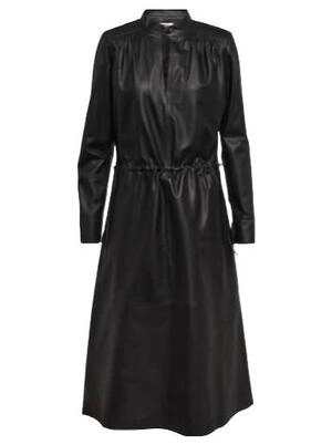YVES SALOMON Leather Midi Dress - Black