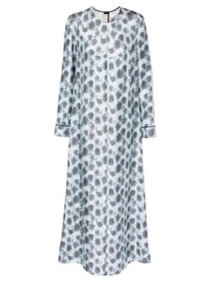 Marni Printed Silk Maxi Dress - Gray
