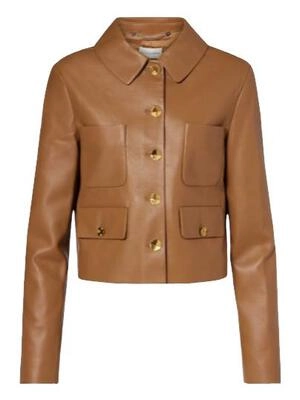 Altuzarra Cropped Leather Jacket - Brown